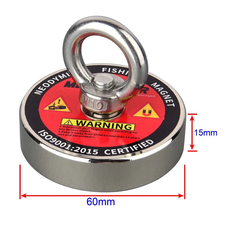 120KG Vertical Srong Neodymium Lifting Magnet Set 20M Rope Permanant ...