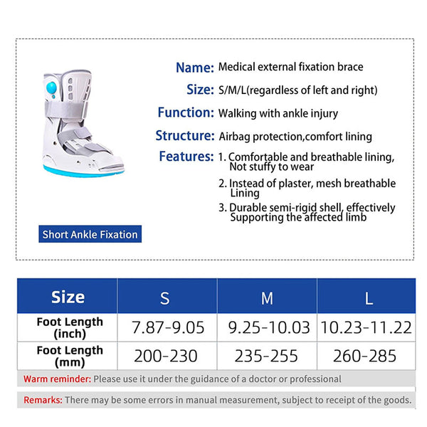 Medical Air Boot-Adjustable Short Orthopaedic Boot-For Ankle Sprain Fr ...