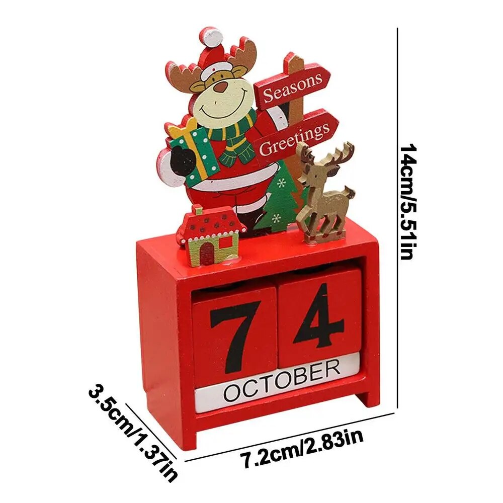 Christmas Countdown Advent Block Calendar Advent Wood Block Desktop C ...