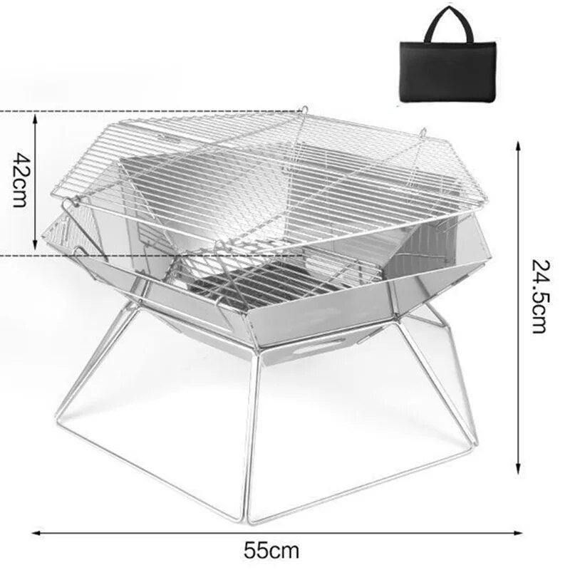 Portable Wood Stove Brazier, Camping Fire Wood Heater, Folding Barbec ...