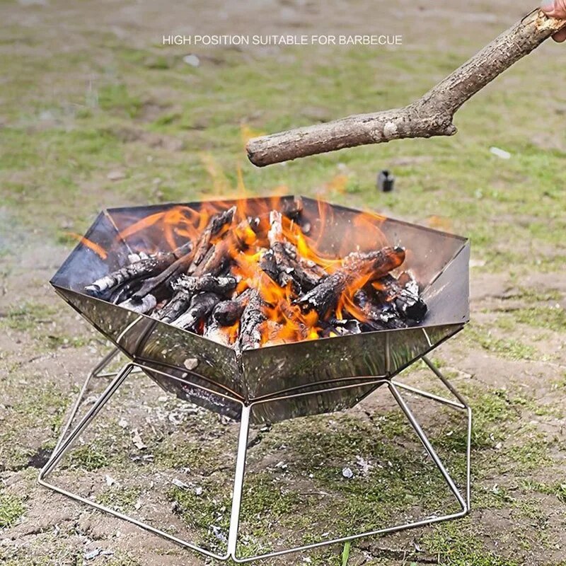 Portable Wood Stove Brazier, Camping Fire Wood Heater, Folding Barbec ...