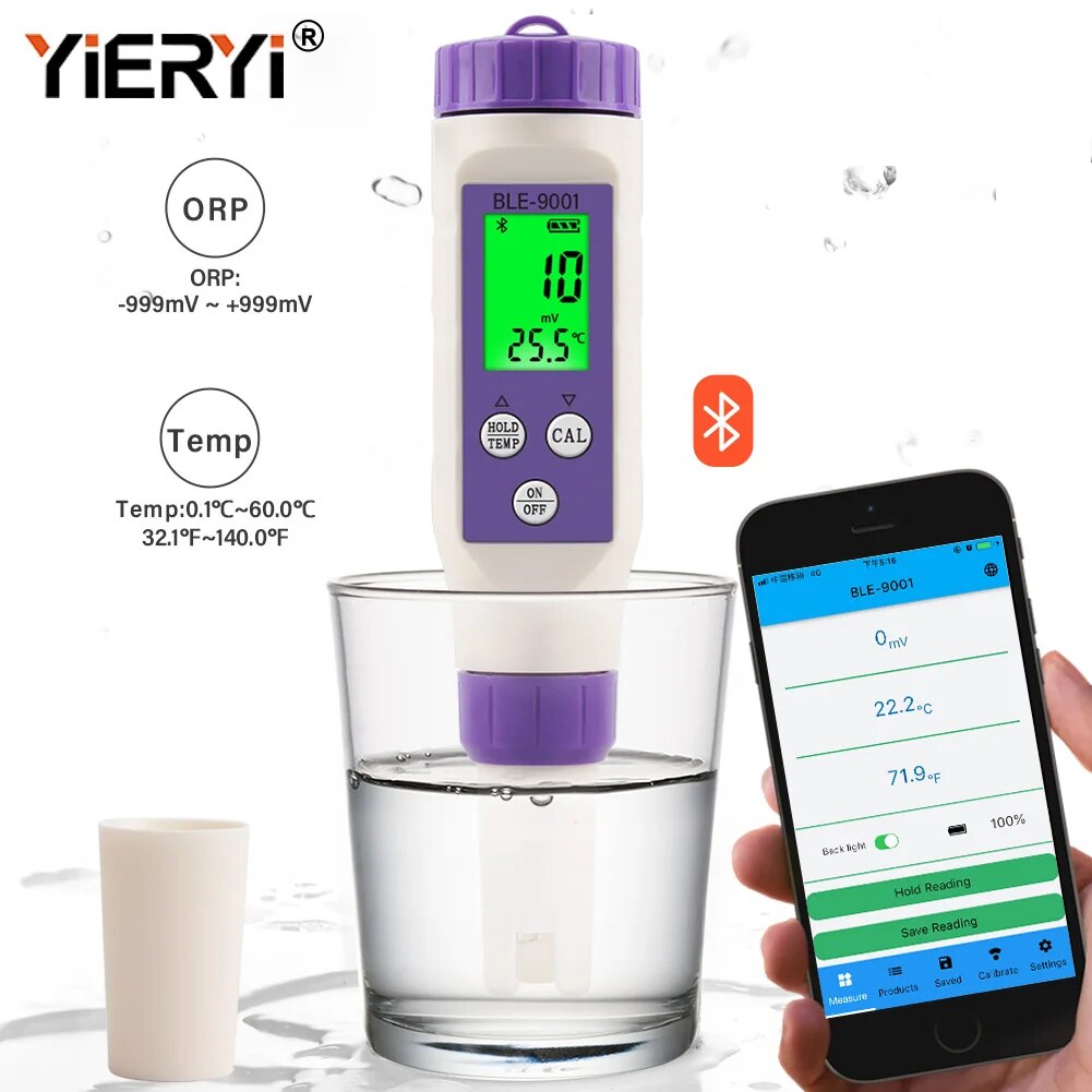 Yieryi Smart Bluetooth ORP Meter Aquarium SPA Pool Oxidation Reductio ...