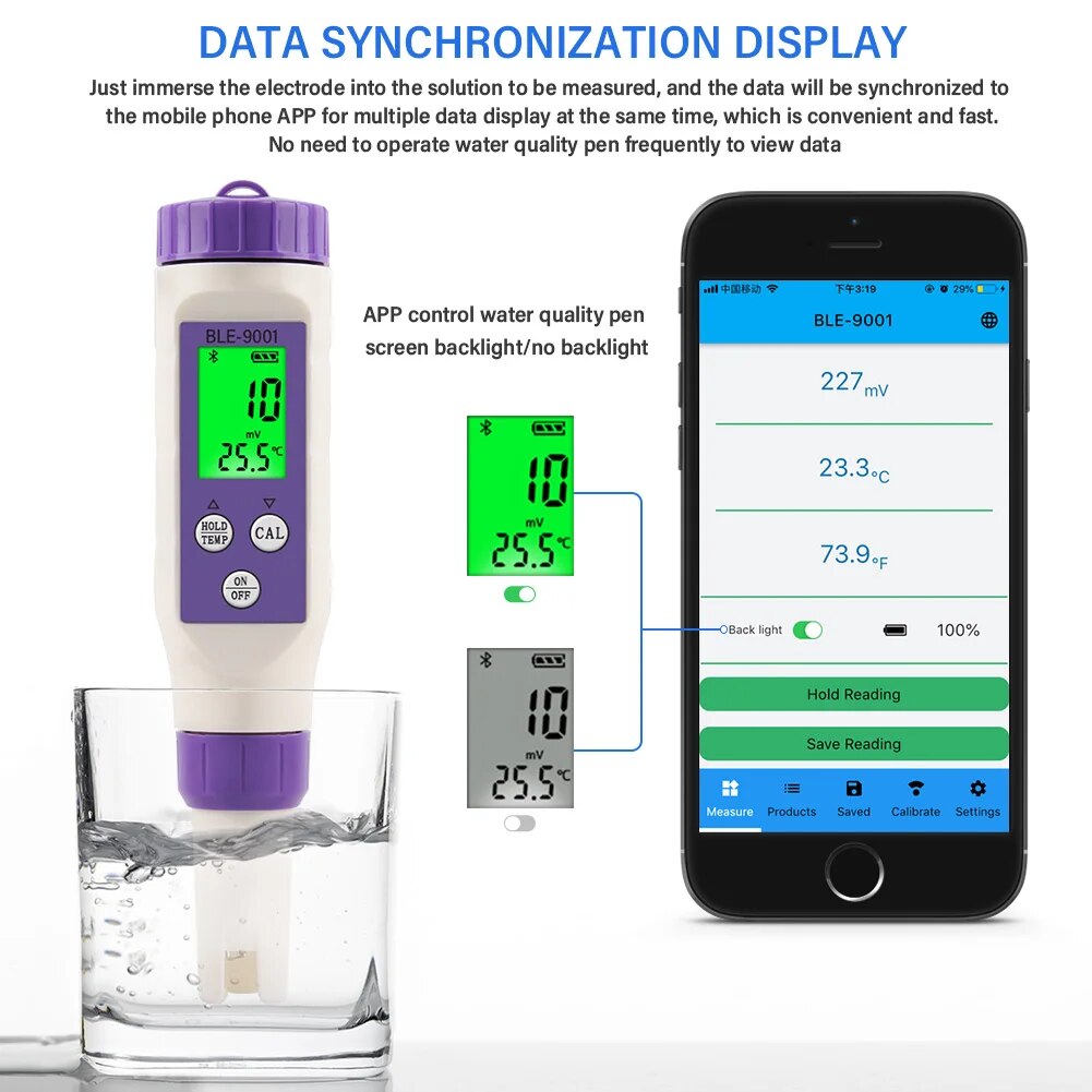 Yieryi Smart Bluetooth ORP Meter Aquarium SPA Pool Oxidation Reductio – mickcara