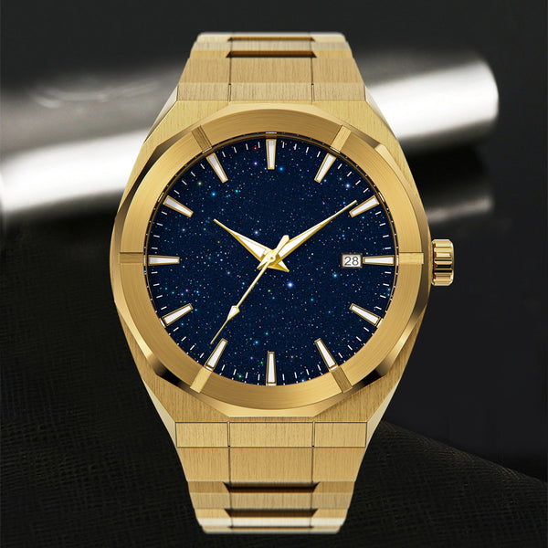Matte Star Dust Dial Black Watch Full Stainless Steel Strap High Quali ...