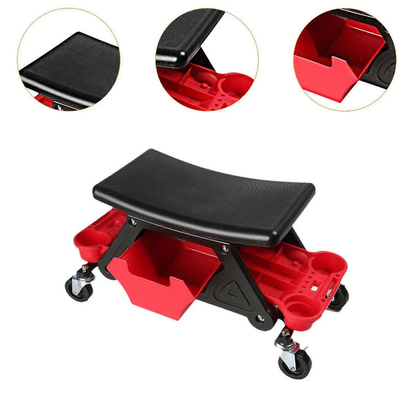 Rolling Mechanic Stool Home with Pull Out Storage Drawer Roller Creepe ...