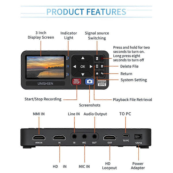 1080P Mini Video Record Device StandAlone Camera VGA YPbPr Analog Scre ...