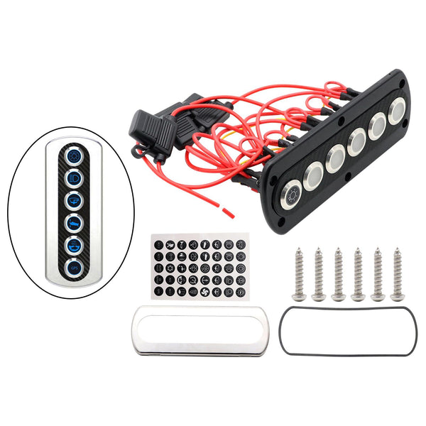 Carbon Fiber Panel Switch 6 Bit Button LED Backlight IP66 Waterproof f ...