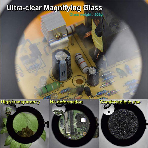 5X Illuminated Magnifier LED Magnifying Glass 360 Swivel Magnifier Lam ...