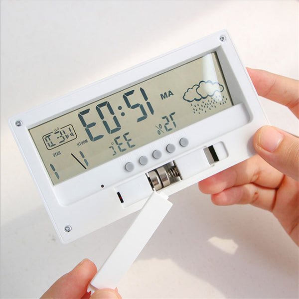 LCD Clock Temperature and Humidity Meter Electronic Alarm Clock Weathe ...