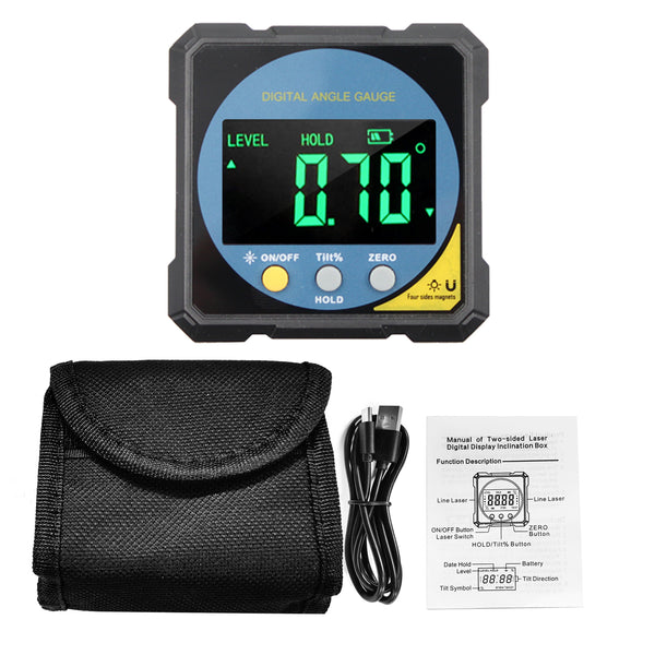 Rechargeable Battery Digital Level Protractor Inclinometer 2-side Lase ...