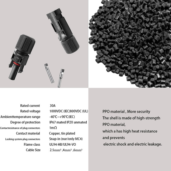Solar Panel Connectors Kit Y-Type 1-Way 4 Photovoltaic Connector Solar ...